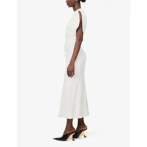 Victoria Beckham Gathered Ruffle-sleeve Woven Midi Dress