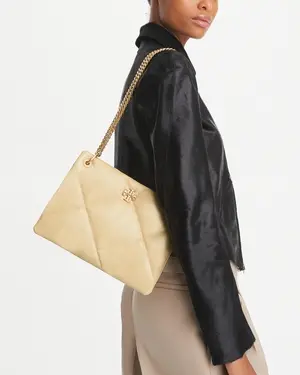 Tory Burch Kira Diamond Quilted Leather Shoulder Bag - Vanilla