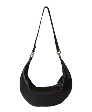 HYER GOODS 3-in-1 Convertible Hobo Crescent Ring Bag - Black Silver