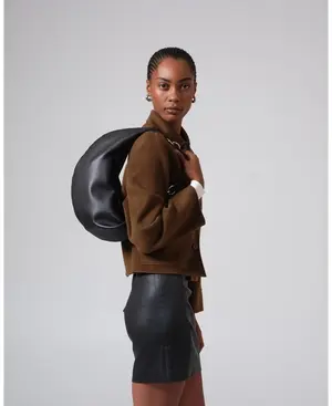 HYER GOODS 3-in-1 Convertible Hobo Crescent Bag - Black Silver
