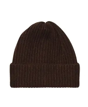 HYER GOODS Upcycled Cashmere Rib Beanie - Chocolate Brown