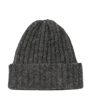 HYER GOODS Upcycled Alpaca Wool Chunky Rib Beanie Charcoal