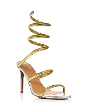 Aqua Dyon Wrapping High Heel Sandals Multi/silver