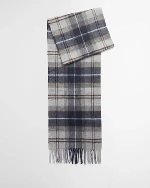 Barbour Wool Cashmere Tartan Scarf - Grey Midnight Tartan
