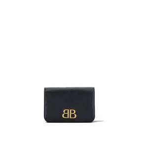 Balenciaga Leather Bb Wallet And Card Holder - Black