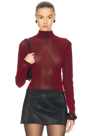 LUDOVIC DE SAINT SERNIN Mock Neck Top - Red