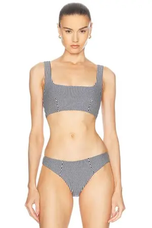 Simkhai Huxley Seamed Bikini Top - Midnight Stripe