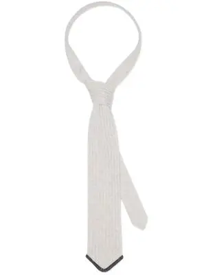 Brunello Cucinelli Rib Knit Tie With Monili