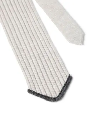 Brunello Cucinelli Rib Knit Tie With Monili