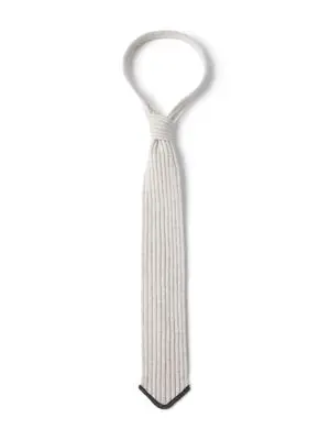Brunello Cucinelli Rib Knit Tie With Monili