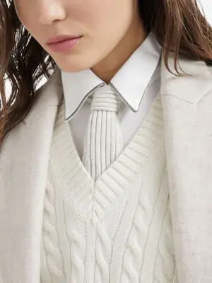 Brunello Cucinelli Rib Knit Tie With Monili