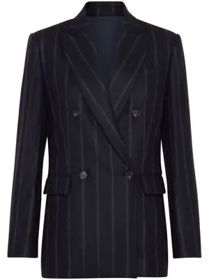 Brunello Cucinelli Double-breasted Pinstriped Blazer