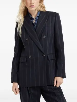 Brunello Cucinelli Double-breasted Pinstriped Blazer