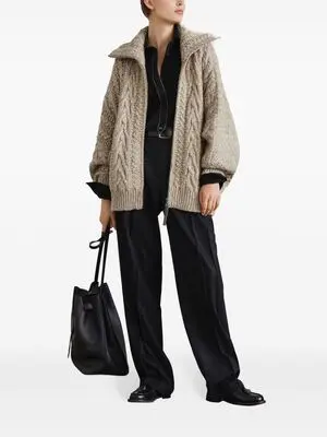 Brunello Cucinelli Monili Detail Wide-leg Trousers - Black