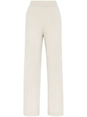 Brunello Cucinelli Ribbed-knit Cashmere Pants - Neutrals