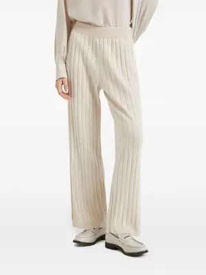 Brunello Cucinelli Ribbed-knit Cashmere Pants - Neutrals
