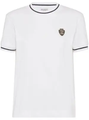 Brunello Cucinelli Logo-patch Cotton T-shirt - White