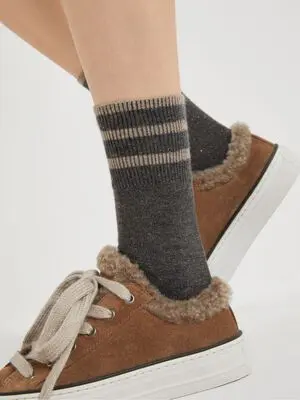 Brunello Cucinelli Stripe-detail Socks - Grey
