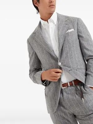 Brunello Cucinelli Speckle-knit Pinstripe Blazer