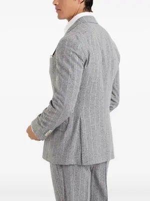 Brunello Cucinelli Speckle-knit Pinstripe Blazer