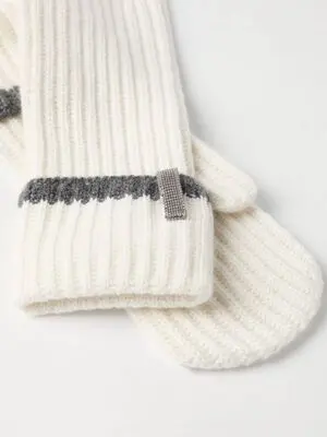 Brunello Cucinelli Cashmere Mittens - White
