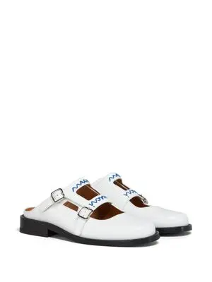 Marni Leather Double Buckle Mule Loafers - White