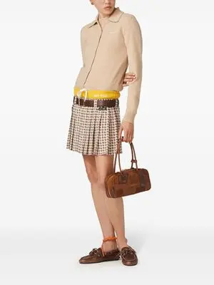 Miu Miu Beau Patchwork Leather Tote Bag - Brown