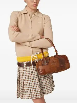 Miu Miu Beau Patchwork Leather Tote Bag - Brown