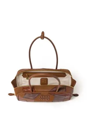 Miu Miu Beau Patchwork Leather Tote Bag - Brown