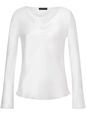 Alberta Ferretti Silk-blend Cowl-neck Top - White