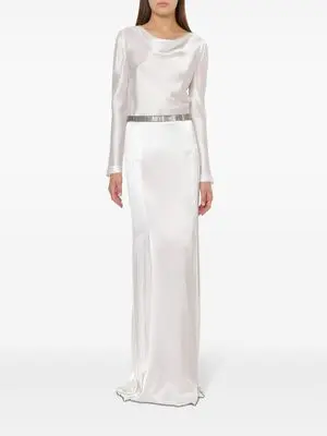 Alberta Ferretti Silk-blend Cowl-neck Top - White