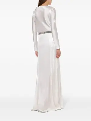 Alberta Ferretti Silk-blend Cowl-neck Top - White
