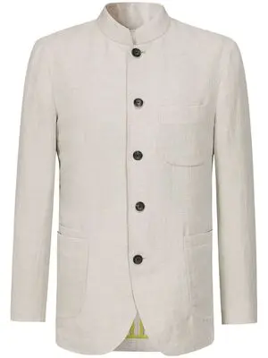 Shanghai Tang Off-white Wool-flax Blend Blazer
