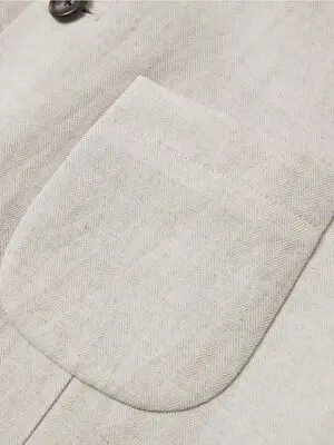 Shanghai Tang Off-white Wool-flax Blend Blazer