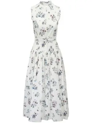 Adam Lippes Floral-print Midi Dress - White