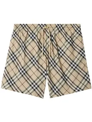 Burberry Checked Swim Shorts Neutrals