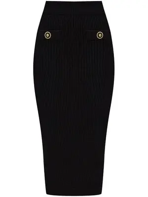 Balmain Ribbed Midi Skirt