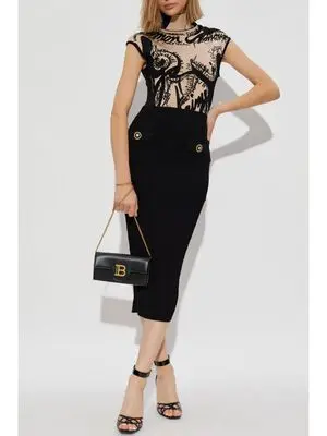 Balmain Ribbed Midi Skirt