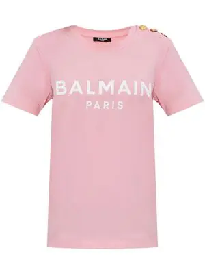 Balmain Logo-print Cotton T-shirt - Pink