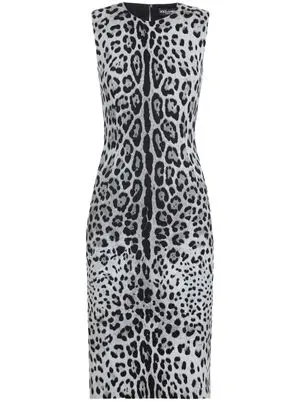 Dolce & Gabbana Animal-print Midi Dress - White
