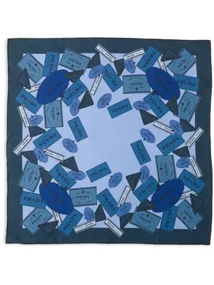 Prada Printed Twill Scarf - Blue