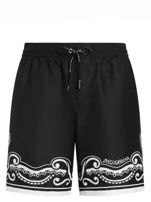 Dolce & Gabbana Bandanna-print Mid-length Swim Shorts - Black