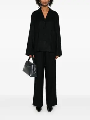 TOTEME Monogram Flannel Trousers - Black