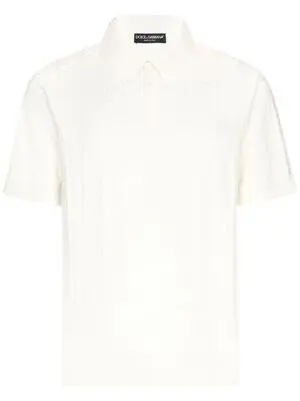 Dolce & Gabbana Monogram-jacquard Silk Polo Shirt - White