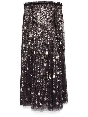 NEEDLE & THREAD Shooting Stars Ankle Dress - Black