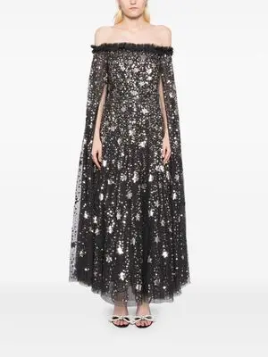 NEEDLE & THREAD Shooting Stars Ankle Dress - Black