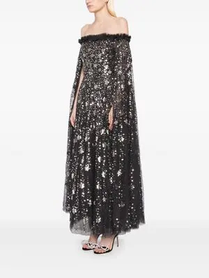 NEEDLE & THREAD Shooting Stars Ankle Dress - Black