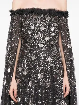 NEEDLE & THREAD Shooting Stars Ankle Dress - Black