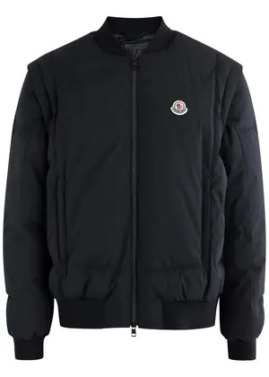Moncler Taku Logo Padded Bomber Jacket - Navy