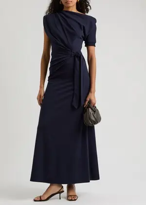 Diane Von Furstenberg Avi Wrap-effect Maxi Dress - Dark Navy